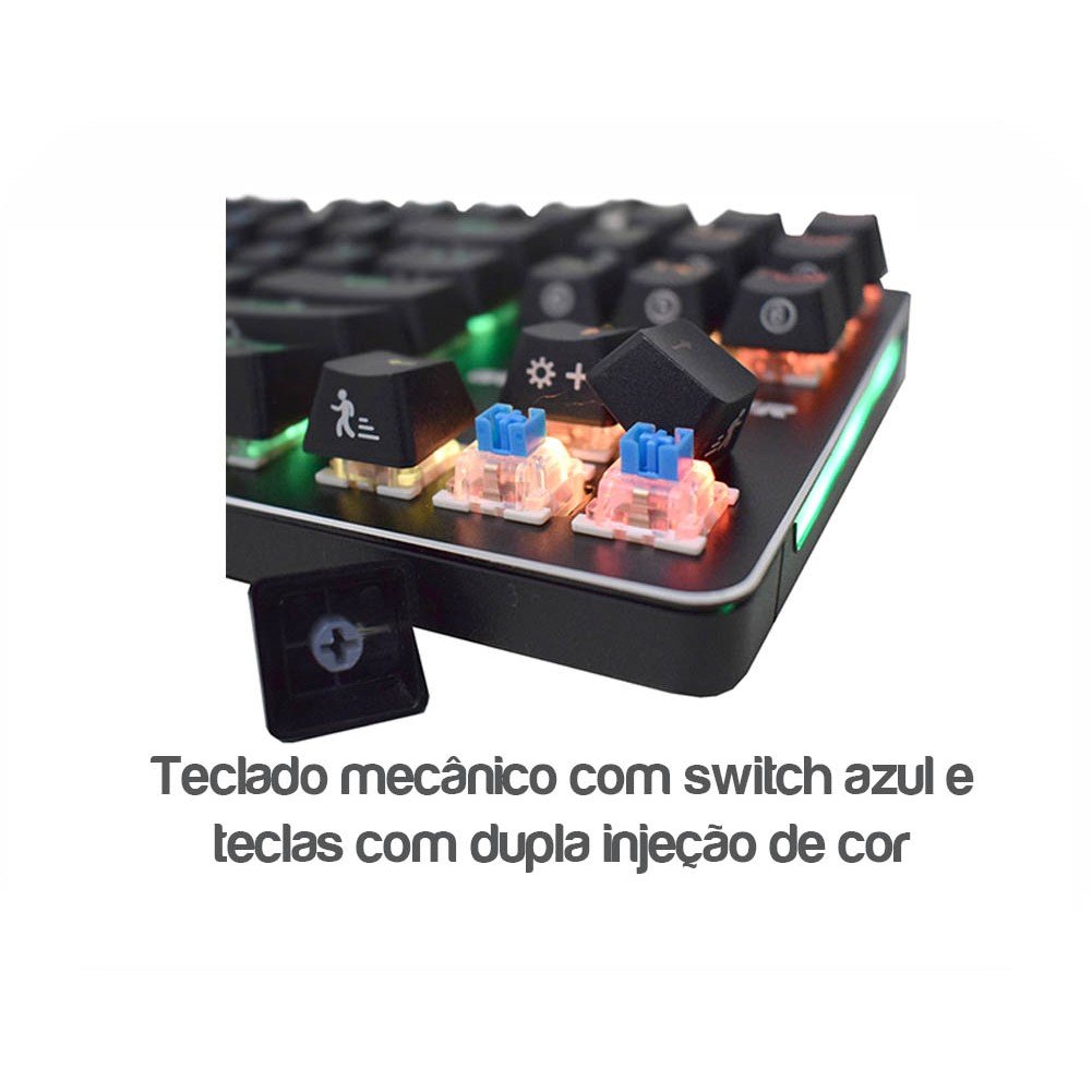 Teclado Gamer K-Mex Aurora RGB Mecânico - KMD9 - Premium Informática
