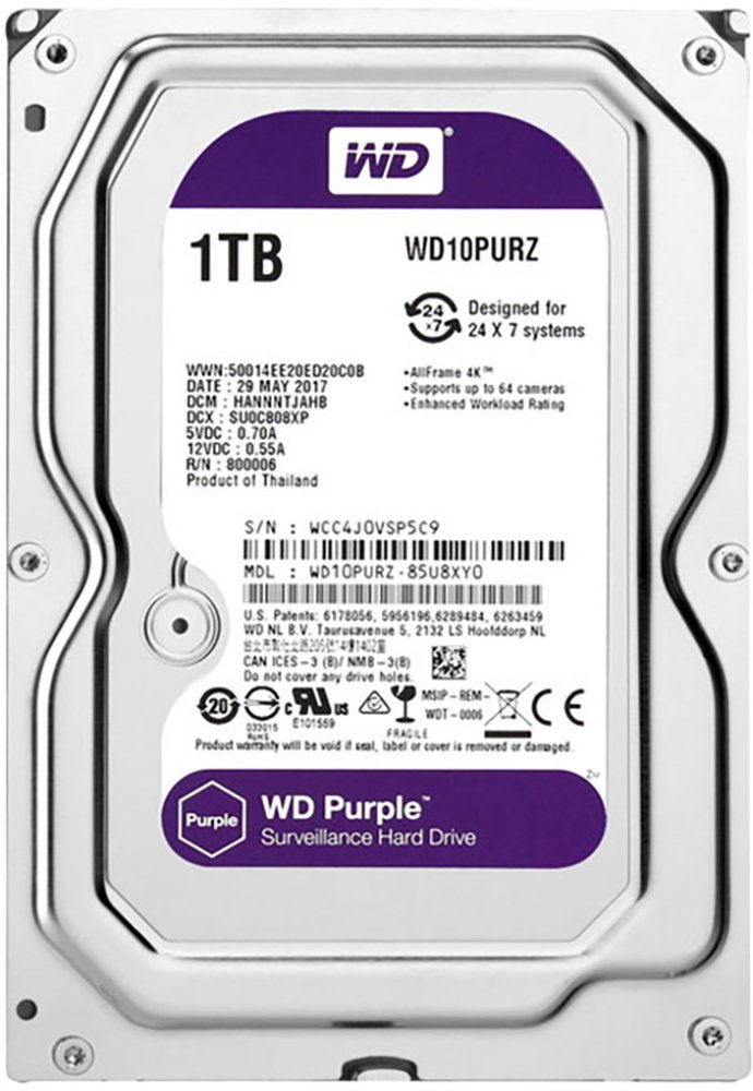 Disco Rígido Western Digital Purple Surveillance 1TB Sata III WD10PURZ ...