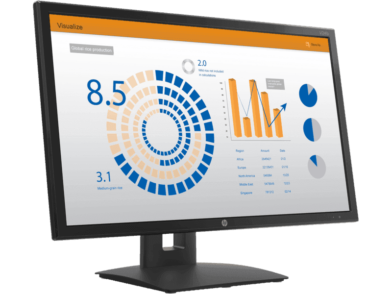 Monitor HP V24B 23,6", Full HD, HDMI, DisplayPort, c/ Ajuste de Altura ...