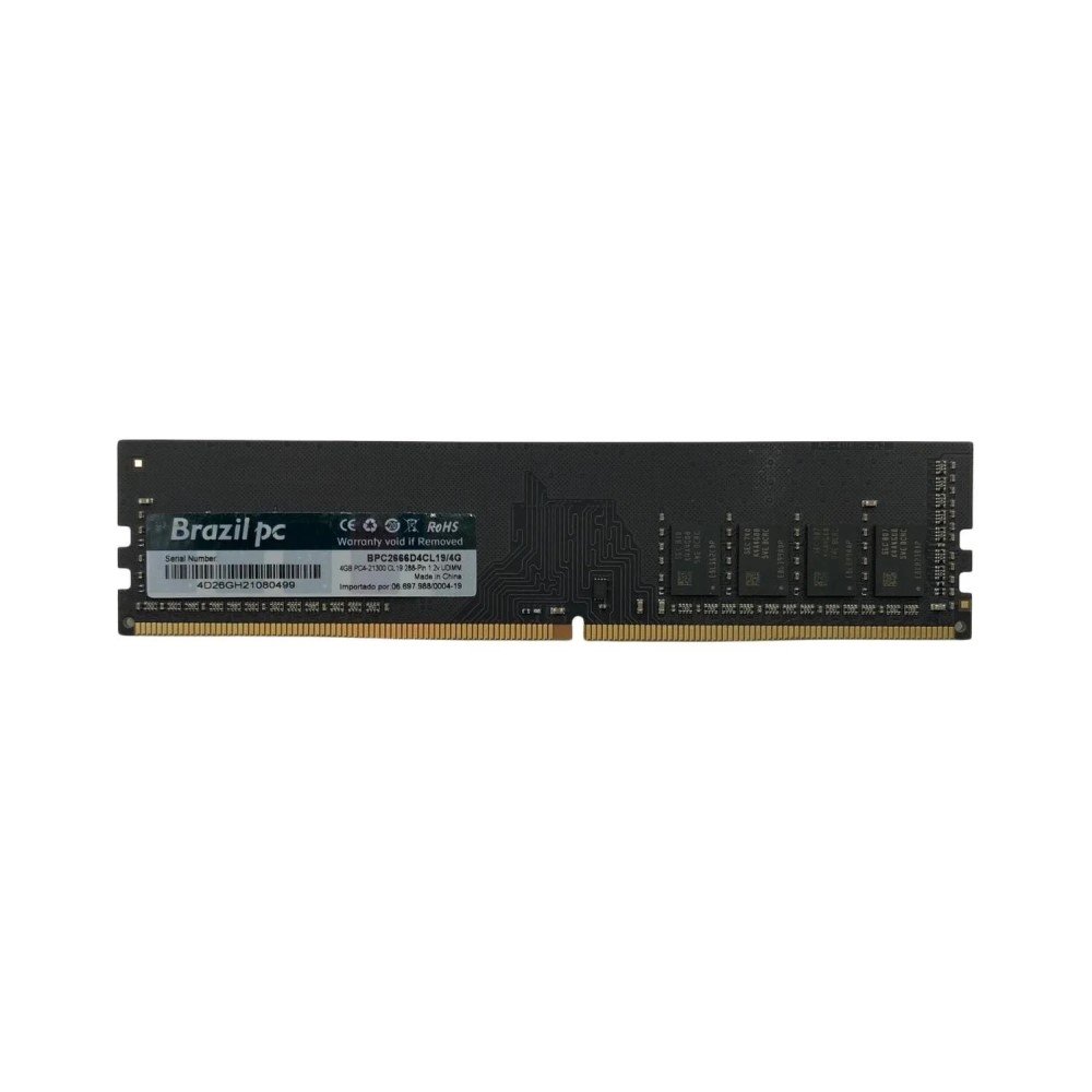 Memória BrazilPC 4GB, DDR4, 2666Mhz, BPC2666D4CL19/4G, OEM - Premium ...