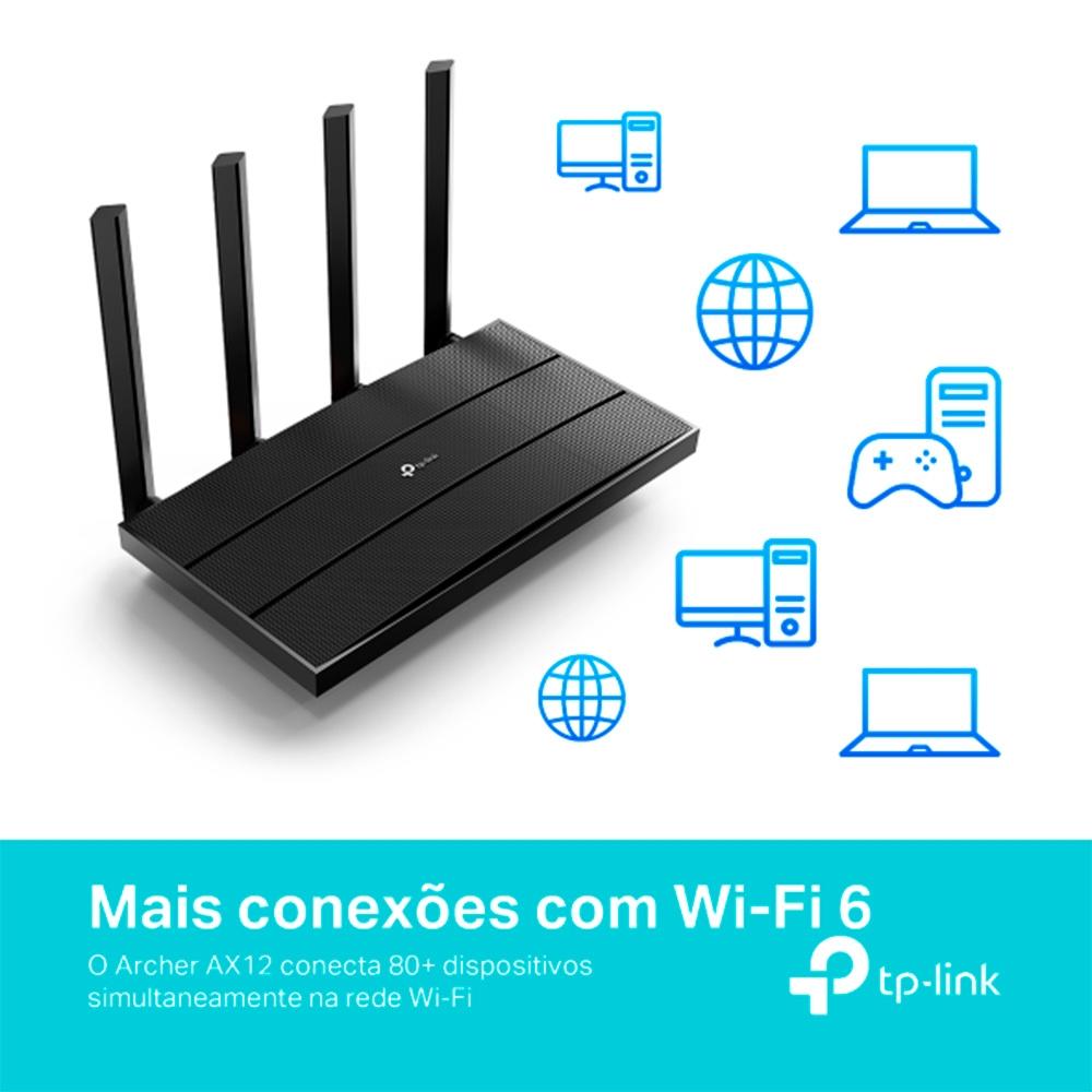 Roteador TP-Link Archer AX12 Wi-Fi 6 AX1500 Dual Band Gigabit 4 Antenas ...